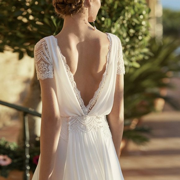 Dresses | Bohemian Simple Flowy Wedding Dress With Short Sleeves And ...